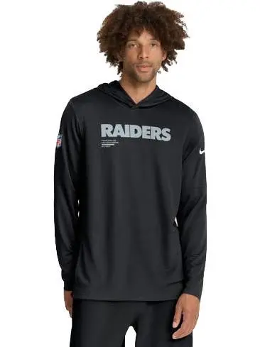 Nike Las Vegas Raiders Big & Tall Sideline Performance Long Sleeve Hoodie T-shirt - Black