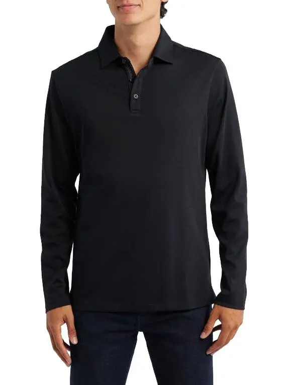 Robert Barakett Georgia Long Sleeve Pima Cotton Polo - Black