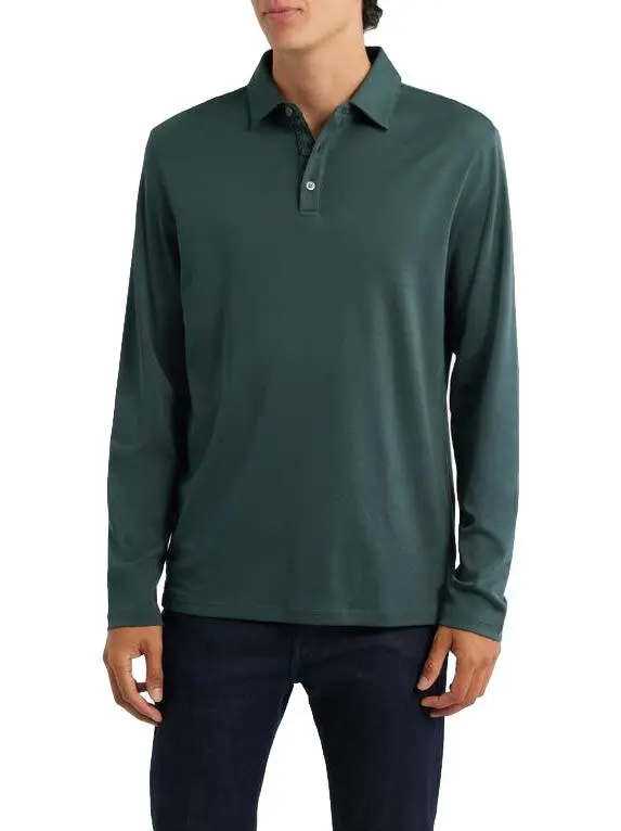 Robert Barakett Georgia Long Sleeve Pima Cotton Polo - Deep Green