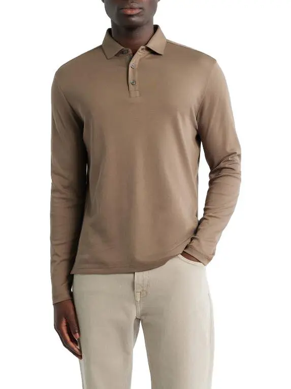 Robert Barakett Georgia Long Sleeve Pima Cotton Polo - Pottery