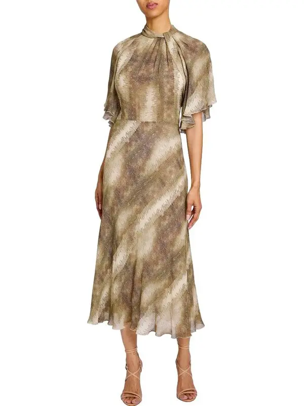 Santorelli Niki Printed Georgette Midi Dress - Sahara