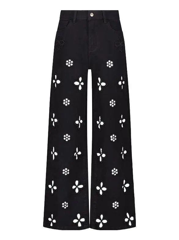 THE NOLI SHOP Kaia Pearl High Rise Straight Leg Jeans - Black