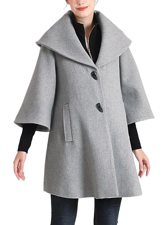 KIMI + KAI Aanya A-line Wool Coat With Removable Bib - Gray