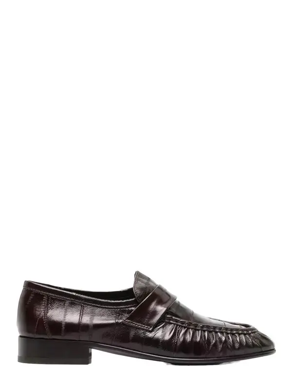 THE ROW Embossed Eel Leather Loafers - Brown