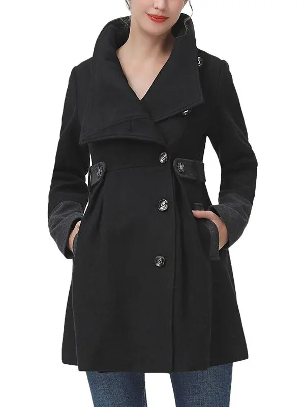 KIMI + KAI Harper Maternity Wool Coat - Black