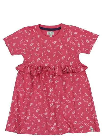 LILLY + SID Organic Cotton Seahorse Print Dress - Pink