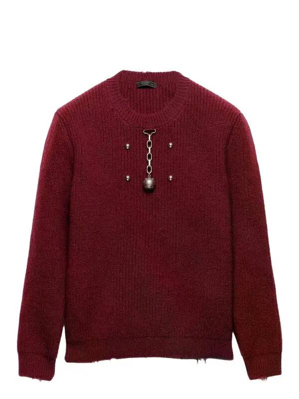 Prada Wool Crew-neck Sweater With Pendant - Red