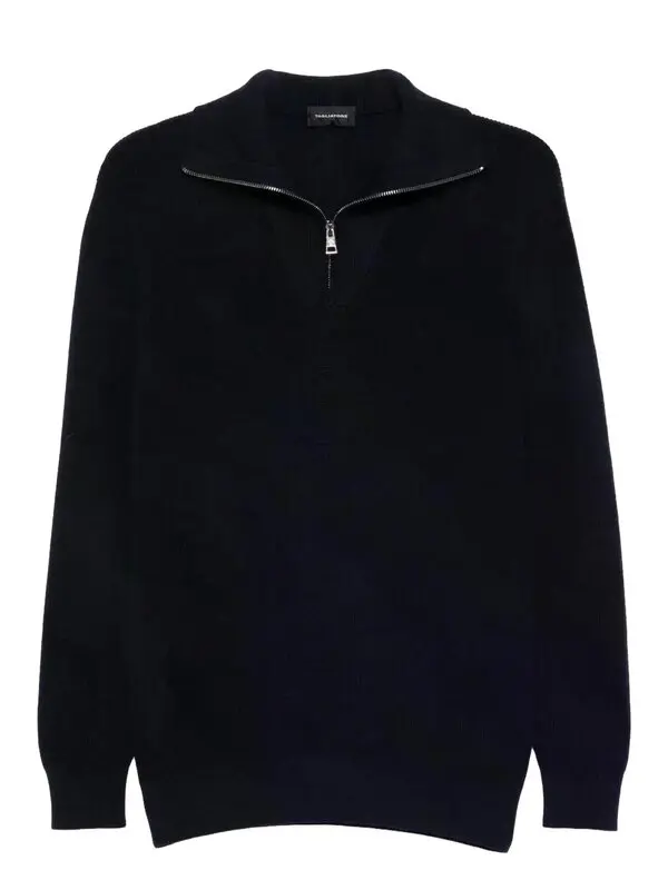 Tagliatore Half-zip Wool Sweater - Blue