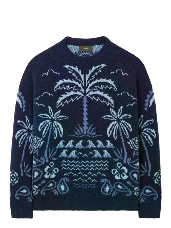 Alanui Palm-tree Intarsia Sweater - Blue