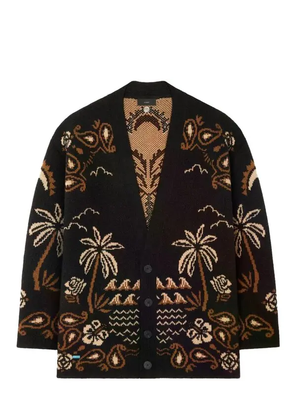 Alanui Palm-tree Paisley Cardigan - Black
