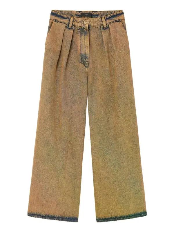 Alanui Pleat-detailed Acid-wash Jeans - Brown