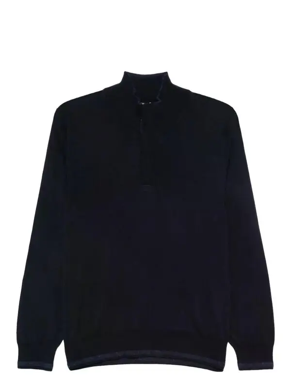 Canali Half-zip High-neck Sweater - Blue