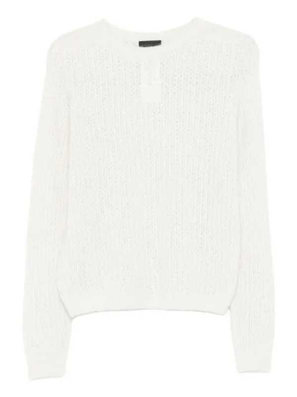 Liu Jo Crew Neck, Long Sleeve Sweater - White