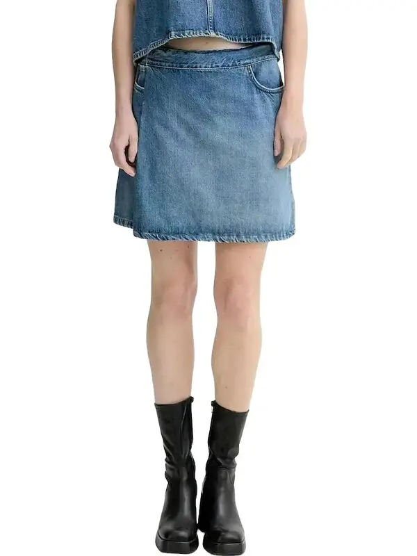 WON HUNDRED Wrap Denim A-line Skirt - Blue