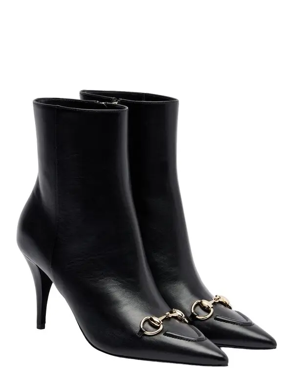 Gucci Horsebit Leather Ankle Boots - Black