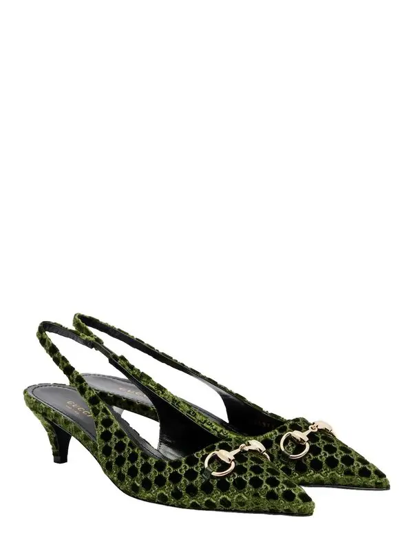 Gucci Gg Horsebit Erin Slingback Pumps - Green