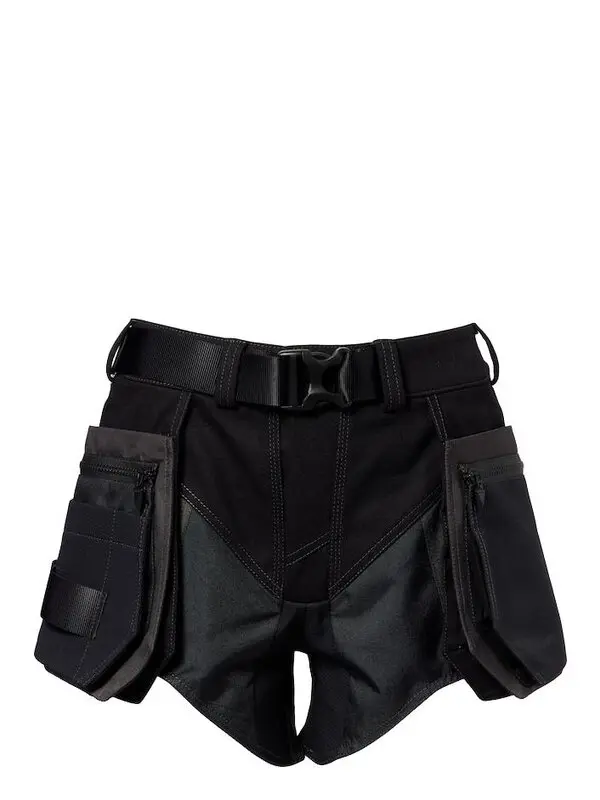 MUGLER Belted Low-rise Cargo Shorts - Black