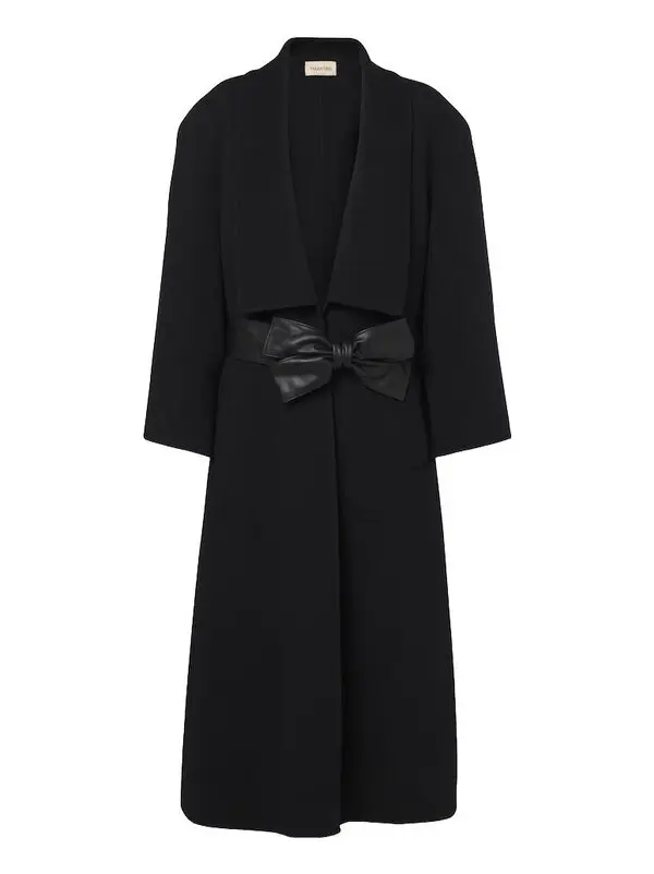 Valentino Garavani Bow-detail Wool And Cashmere Coat - Black