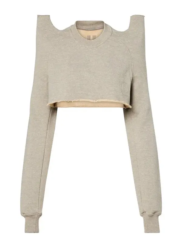 Rick Owens Cropped Cotton-blend Jersey Sweatshirt - Grey