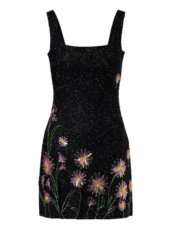 Staud Le Sable Beaded Minidress - Black