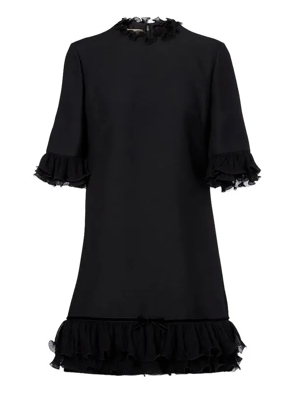 Valentino Garavani Silk Crêpe Minidress - Black