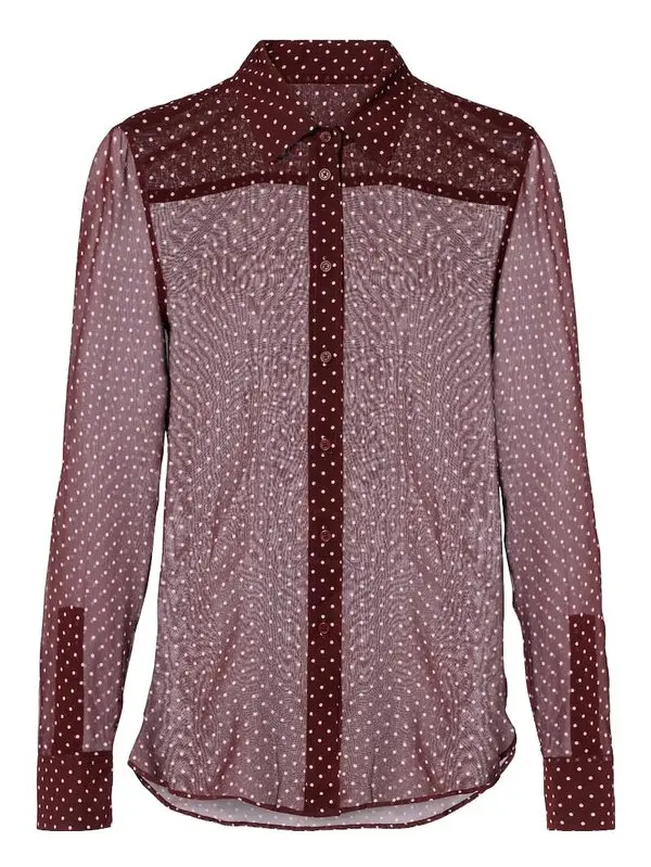 NILI LOTAN Gaia Polka-dot Silk Shirt - Burgundy
