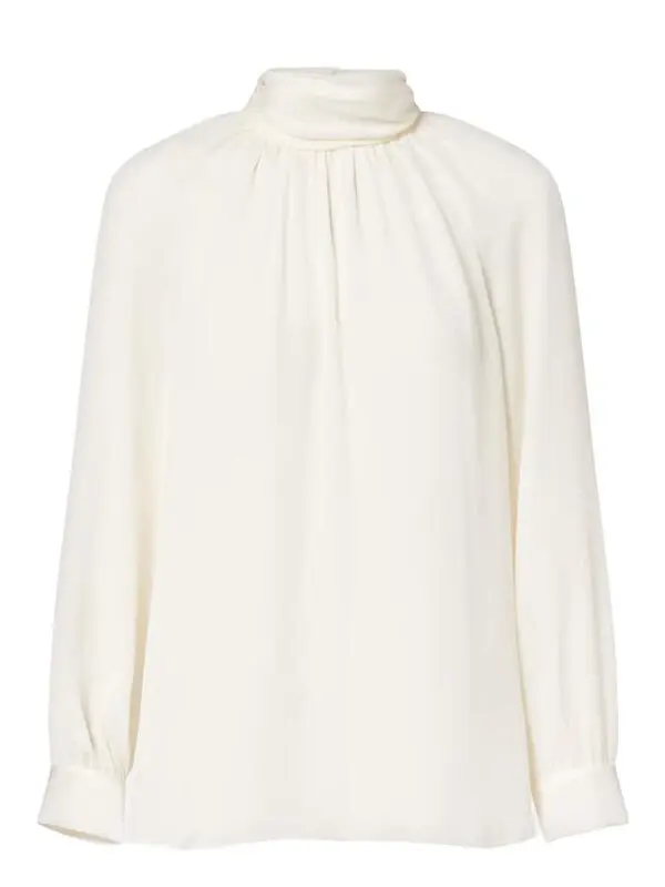 NILI LOTAN Axelle Silk Georgette Blouse - White