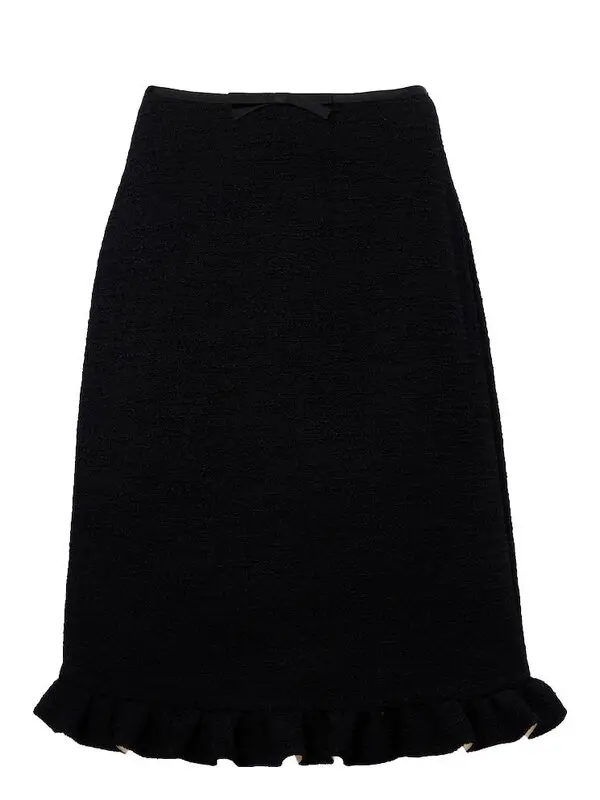 Valentino Garavani Wool-blend Mini Skirt With Ruffle Detail - Black