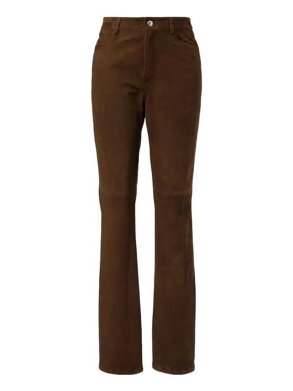 Proenza Schouler Maxine Suede Straight Leg Pants - Brown