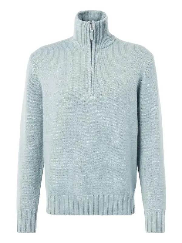 ALLUDE Cashmere Half-zip Sweater - Green