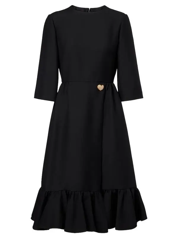 Valentino Garavani Crepe Couture Ruffled Midi Dress - Black