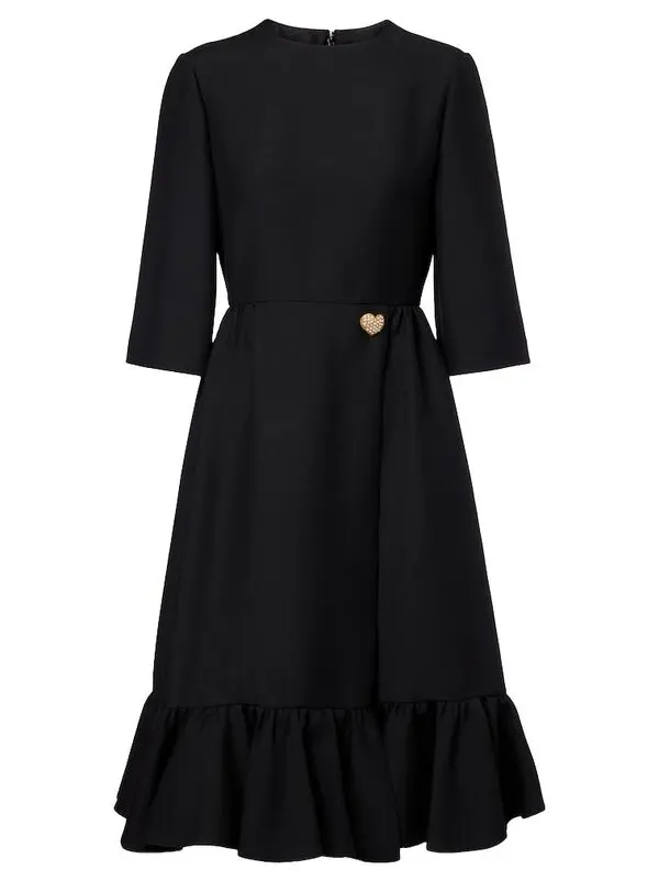 Valentino Garavani Crepe Couture Ruffled Midi Dress - Black