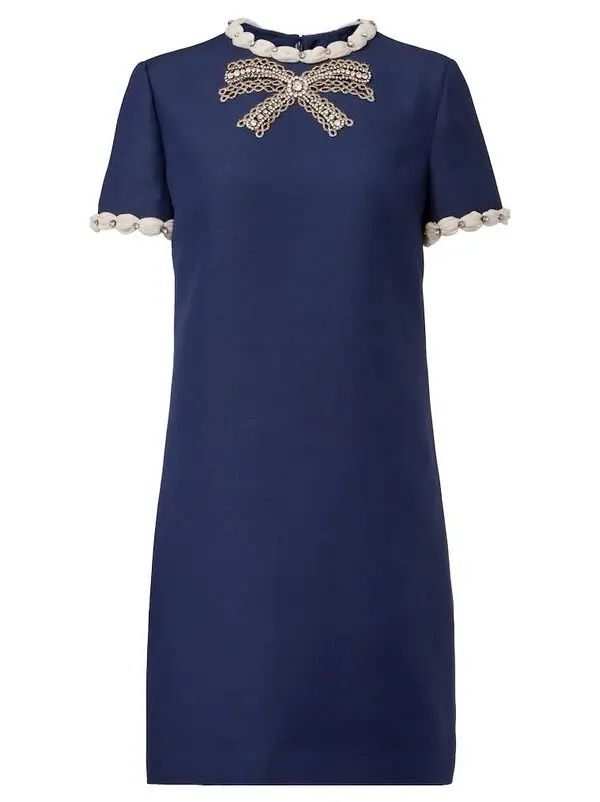 Valentino Garavani Crepe Couture Embellished Mini Dress - Blue