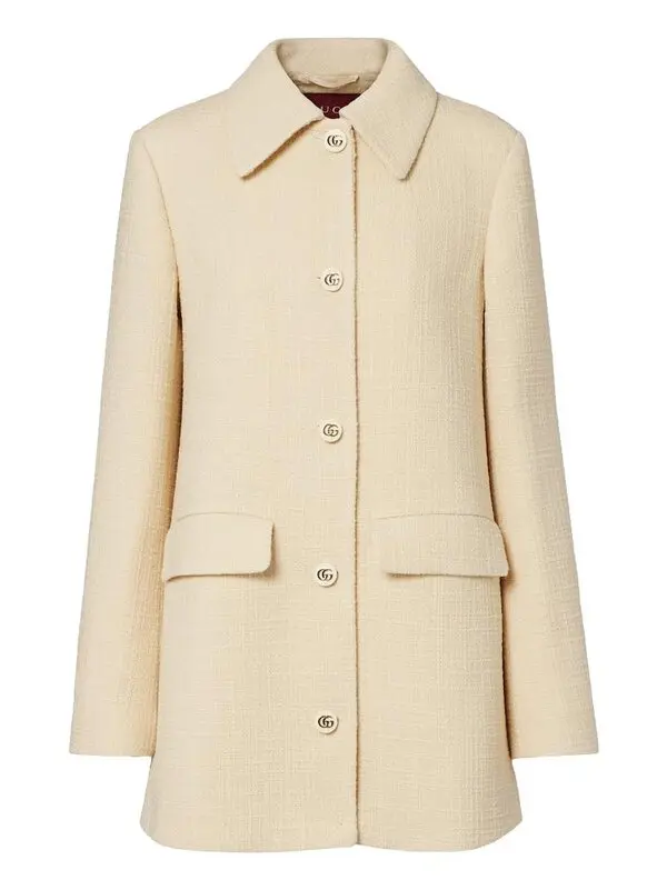 Gucci Double G Wool-blend Tweed Coat - Beige