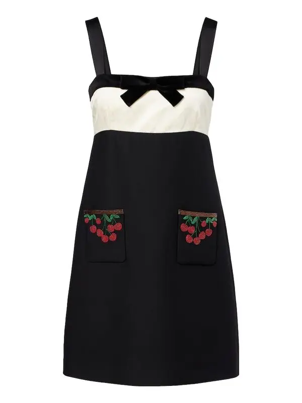 Valentino Garavani Crepe Couture Embroidered Minidress - Black