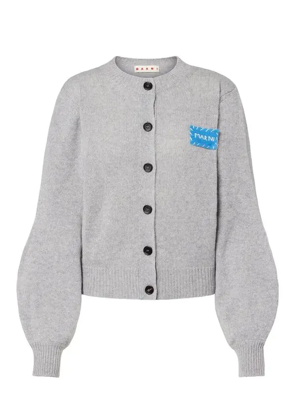 Marni Logo Cashmere Cardigan - Grey