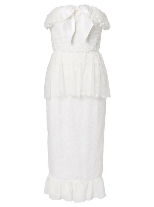 Alessandra Rich Lace And Silk Georgette Bustier Dress - White