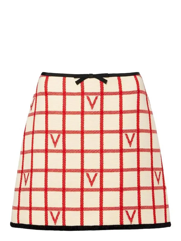 Valentino Garavani Vlogo Checked Miniskirt - Beige