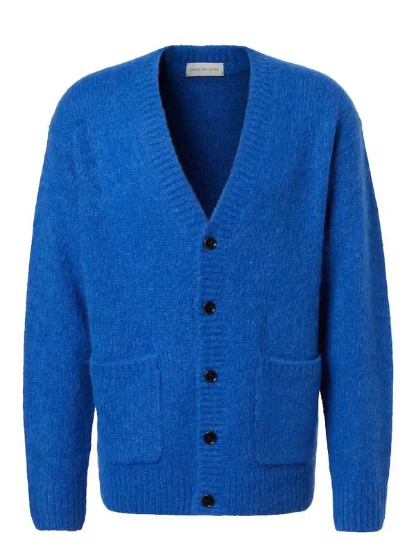 Dries Van Noten Alpaca And Wool-blend Cardigan - Blue