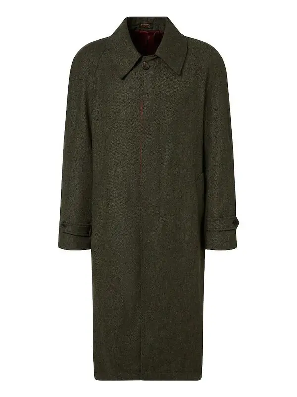 Rubinacci Herringbone Virgin Wool Coat - Green