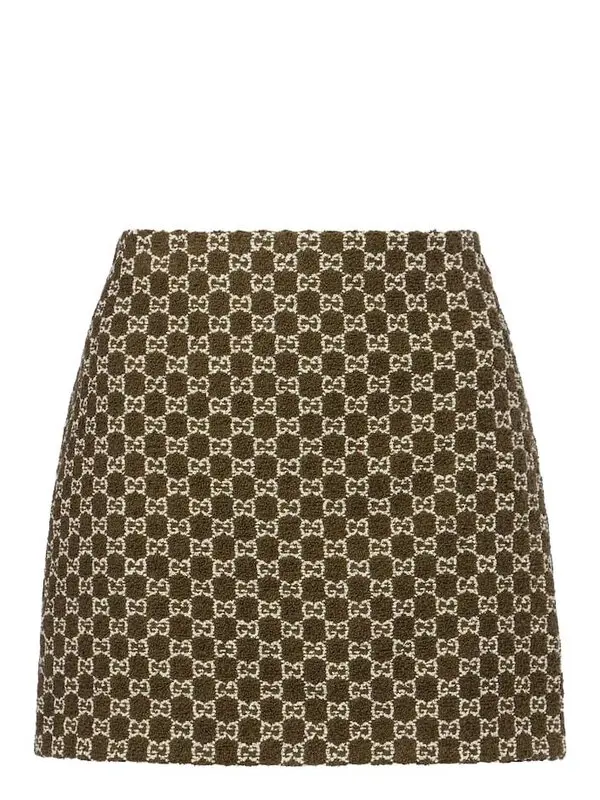 Gucci Gg Cotton-blend Bouclé Mini Skirt - Green