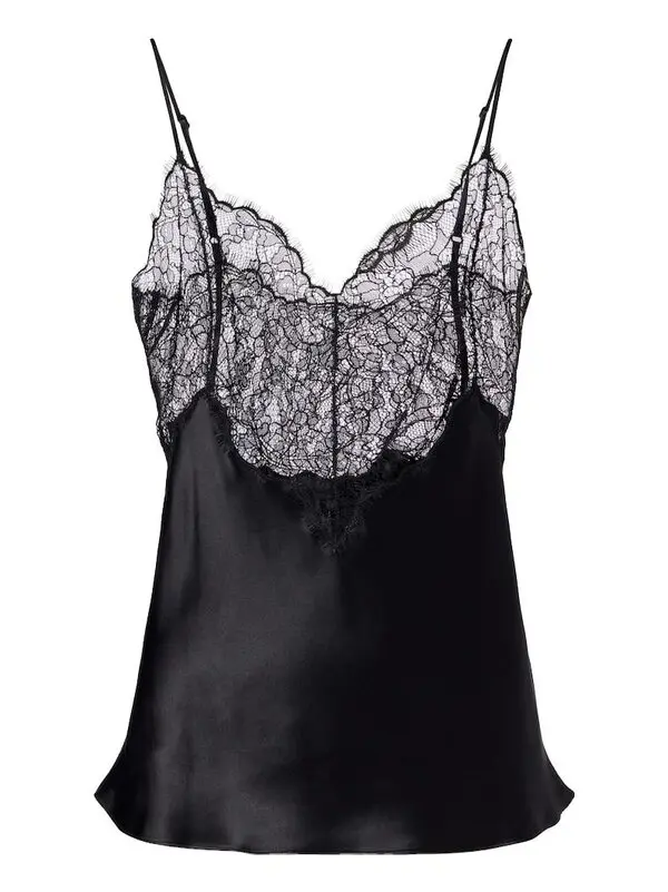 NILI LOTAN Mabelle Lace-trimmed Silk Camisole - Black