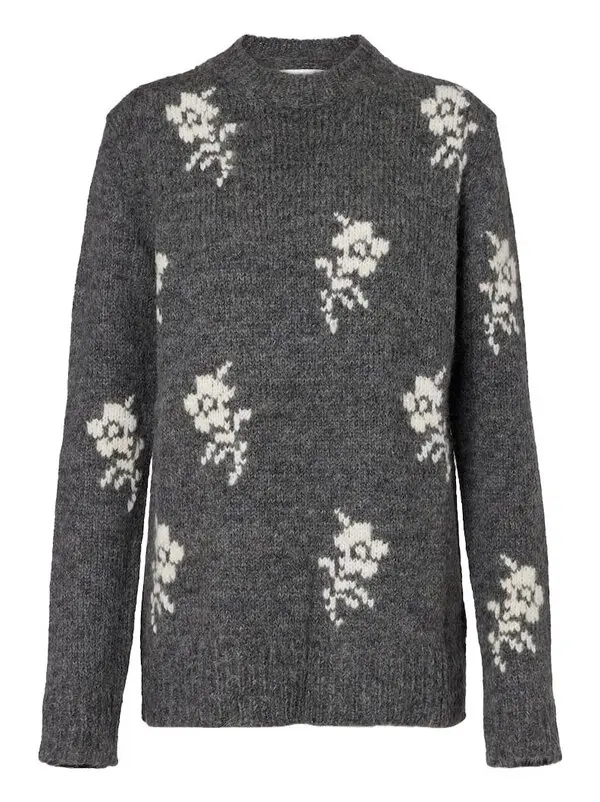 JIL SANDER Intarsia Alpaca And Wool-blend Sweater - Grey