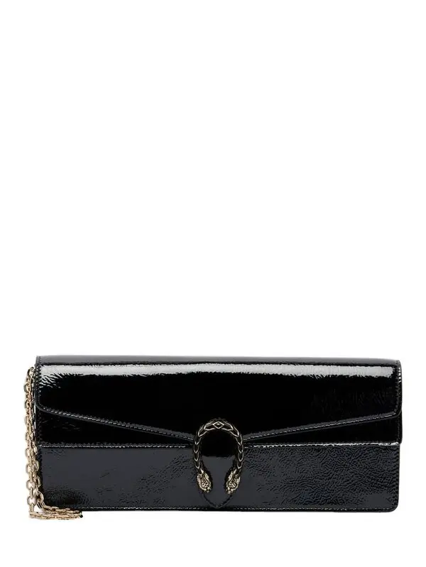 Gucci Dionysus Patent Leather Clutch - Black