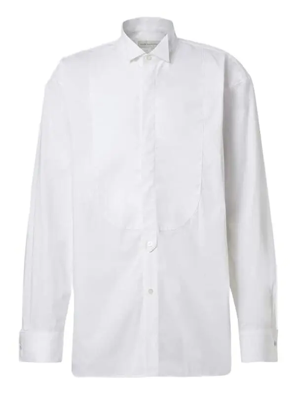 Dries Van Noten Oversized Cotton Poplin Tuxedo Shirt - White