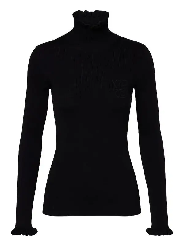 Valentino Garavani Virgin Wool Ruffled Sweater - Black