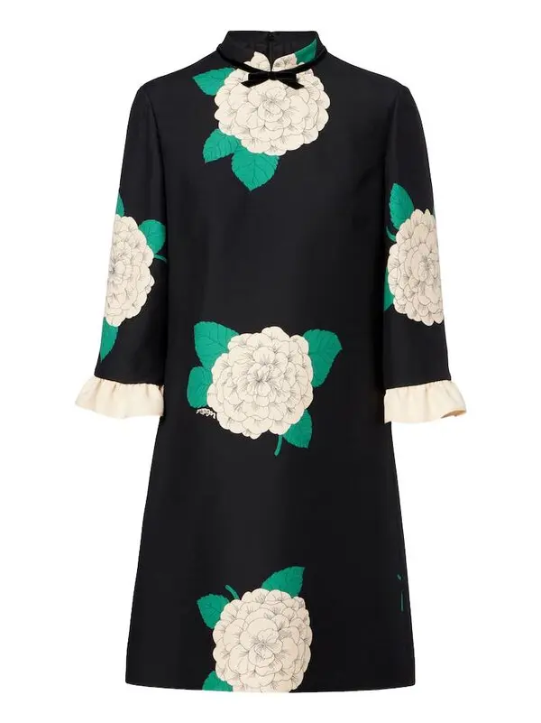 Valentino Garavani Crepe Couture Floral Minidress - Black
