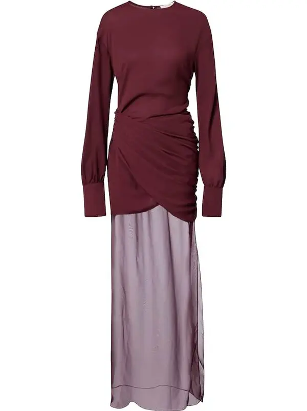 NENSI DOJAKA Davina Draped Maxi Dress - Burgundy