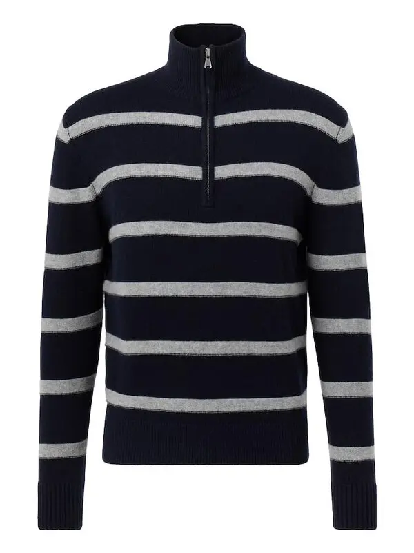 ALLUDE Wool And Cashmere Half-zip Sweater - Blue