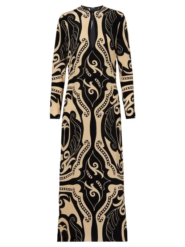 Johanna Ortiz Printed Silk Maxi Dress - Black